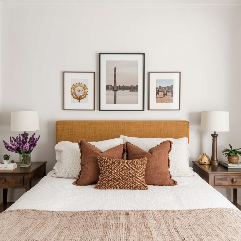 Above Bed Picture Arrangements: Interior Designer's Wall Art Guide - modcee
